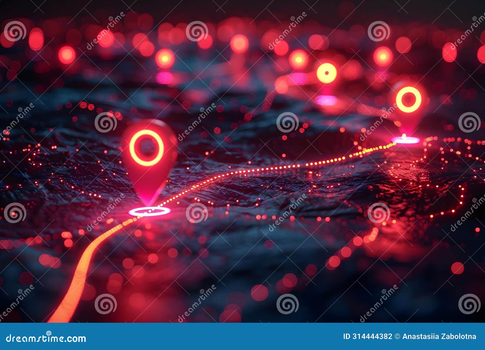 Concept Navigation, Digital, Neon, Dark, GPS Map Digital Navigation ...