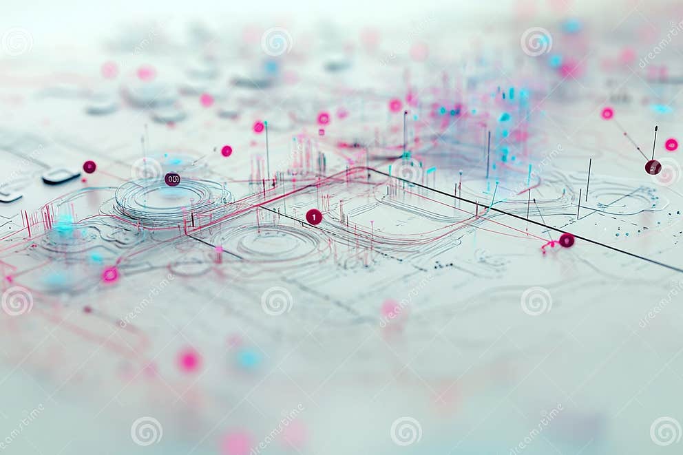 Digital Navigation Network: a Journey through Data Stock Illustration ...