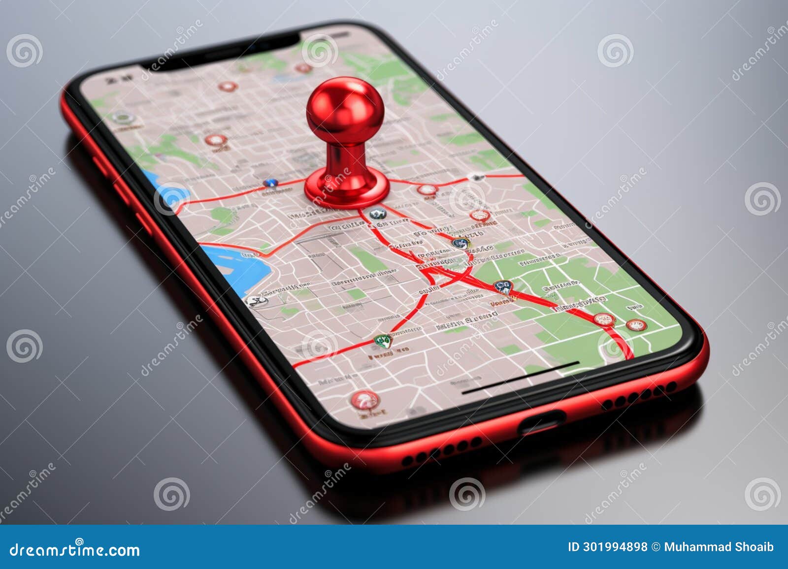 Map GPS Navigation Smartphone Map Application And Red Pinpoint On ...