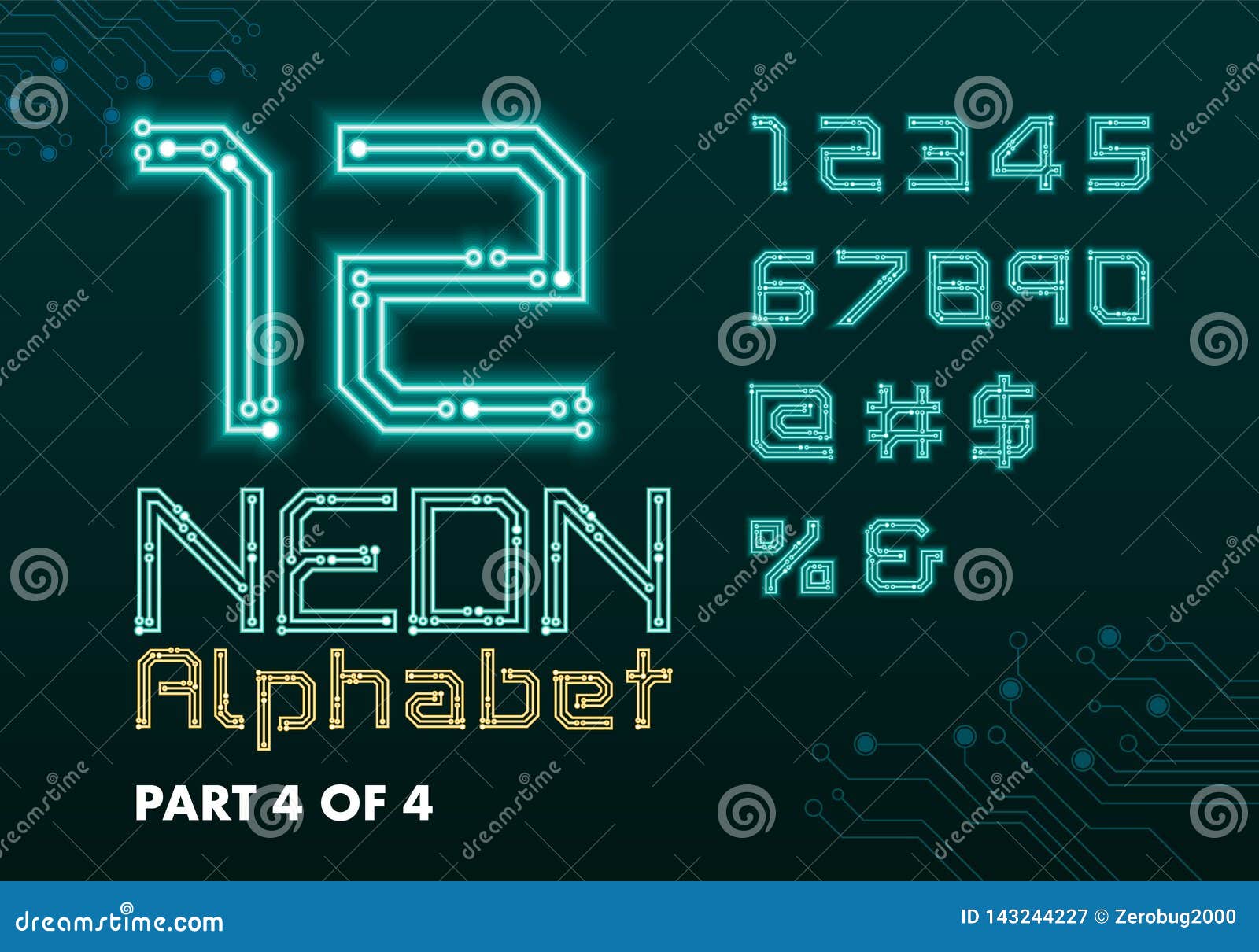 Digital neon font stock vector. Illustration of retro - 143244227