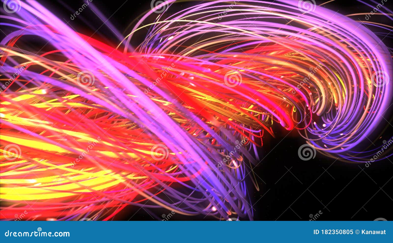 Digital Neon Multicolor Strings Lines Twisting. Geometric Abstract ...