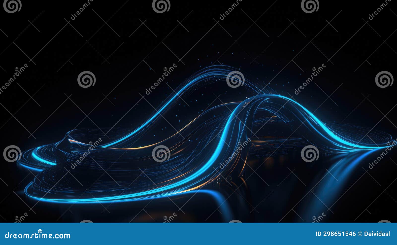 Digital Neon Serenity: the Ebb and Flow of Light Stock Illustration ...