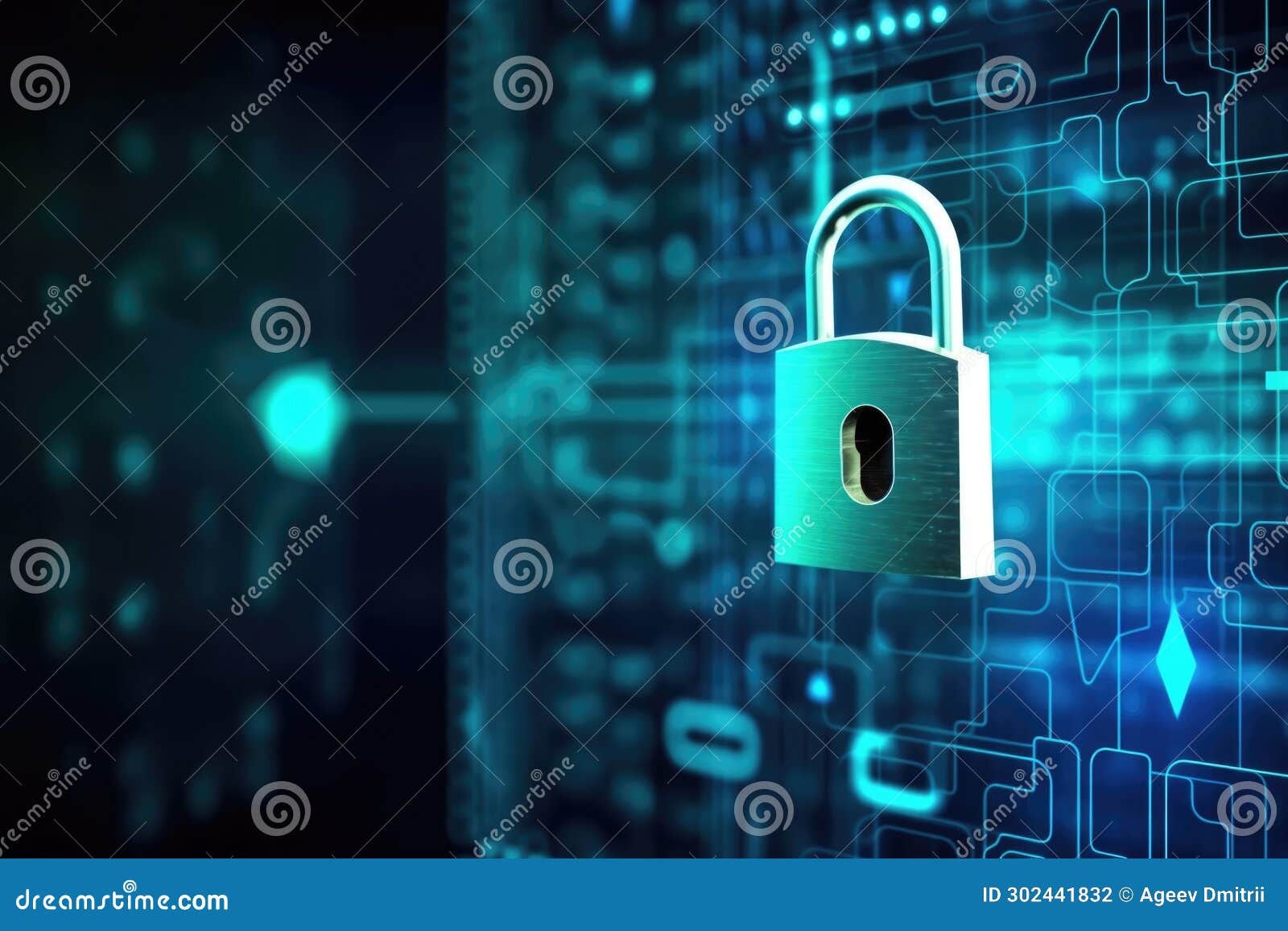 Digital Network Concept Privacy Safe Secure Lock Padlock Technology ...