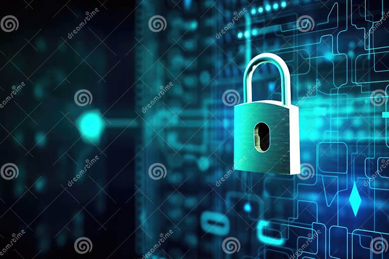 Digital Network Concept Privacy Safe Secure Lock Padlock Technology ...