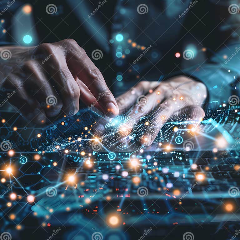 Digital Network Connection Activity AI Generative Stock Image - Image ...
