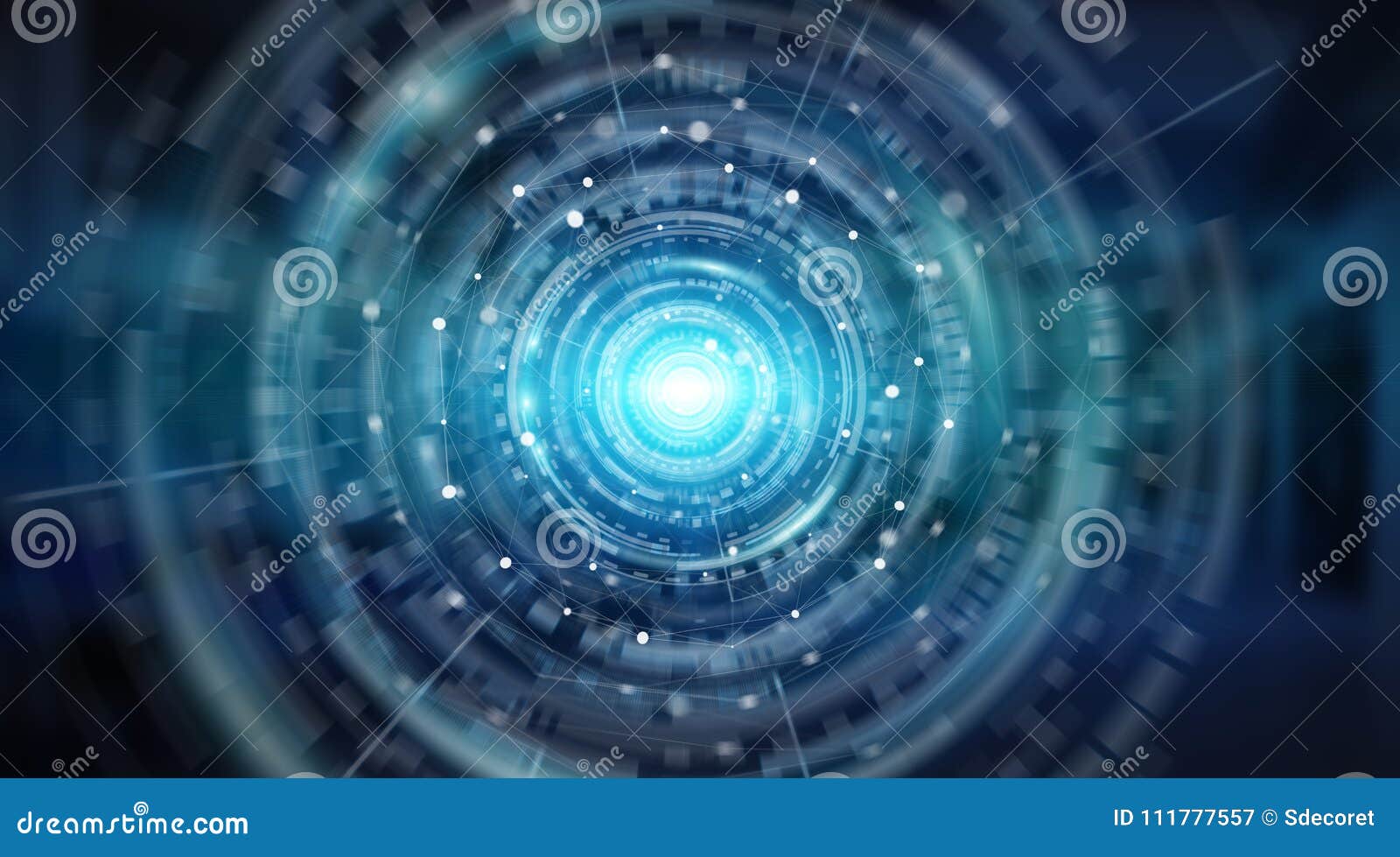 Digital Network Connection Interface 3D Rendering Stock Illustration ...