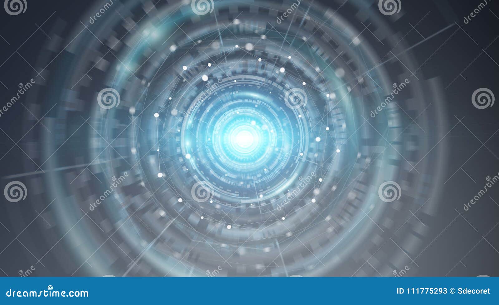 Digital Network Connection Interface 3D Rendering Stock Illustration ...