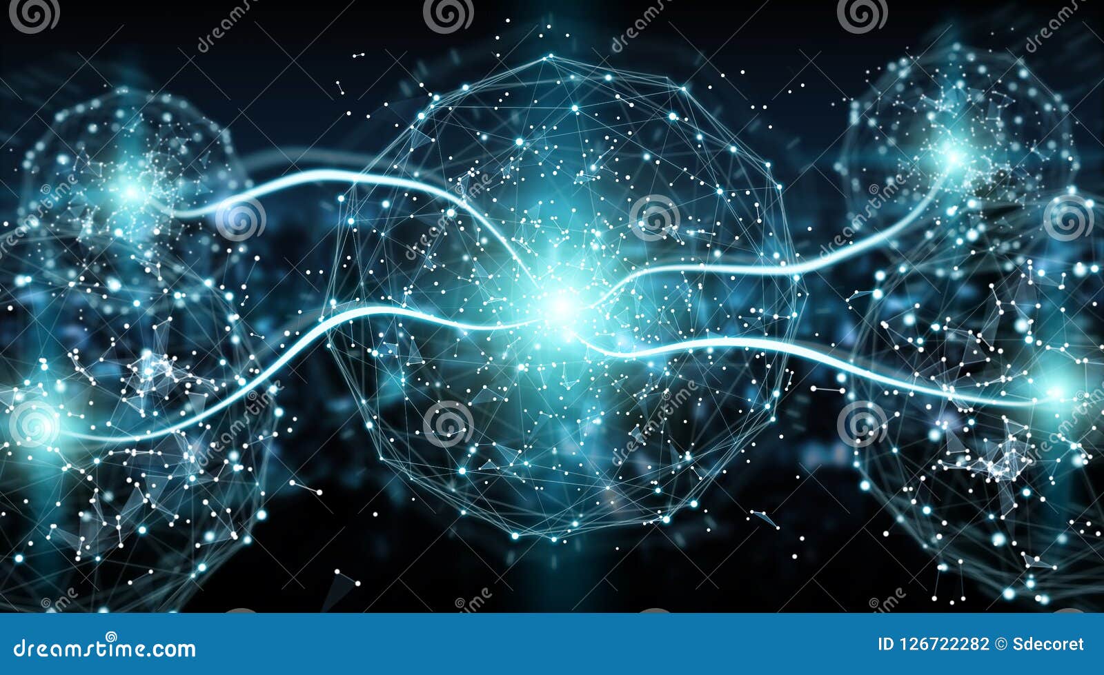 Digital Network Connection Sphere Interface 3D Rendering Stock ...