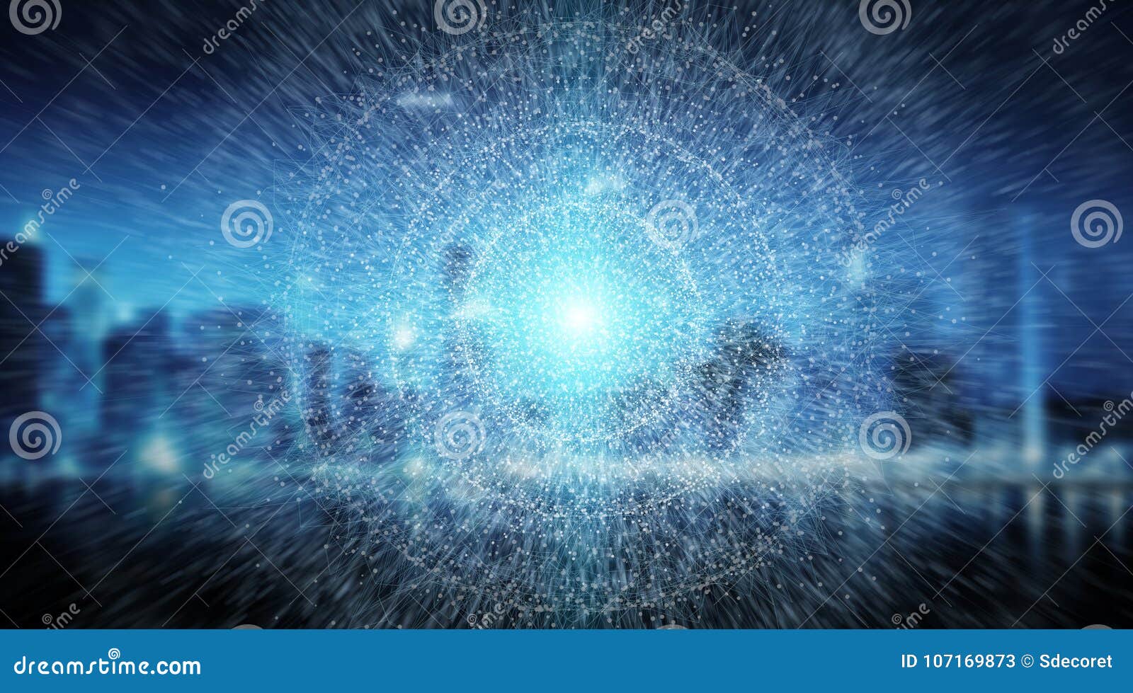 Digital Network Connection Sphere Interface 3D Rendering Stock ...