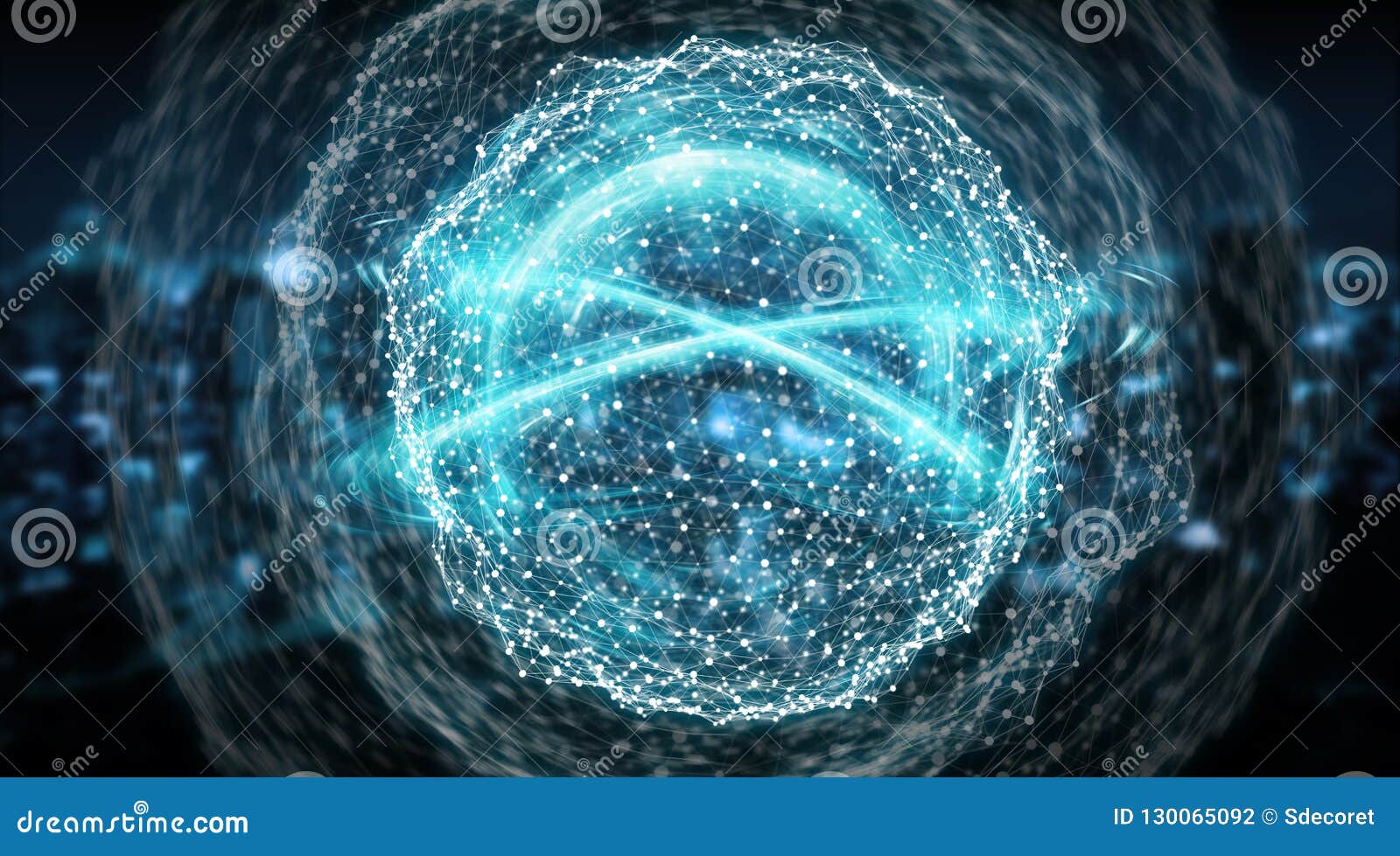 Digital Network Connection Sphere Interface 3D Rendering Stock ...