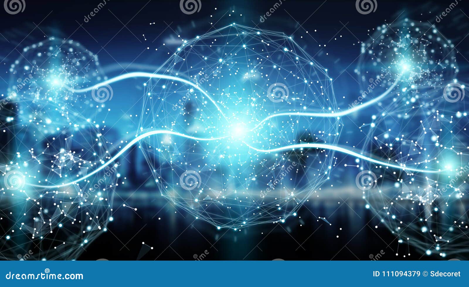 Digital Network Connection Sphere Interface 3D Rendering Stock ...