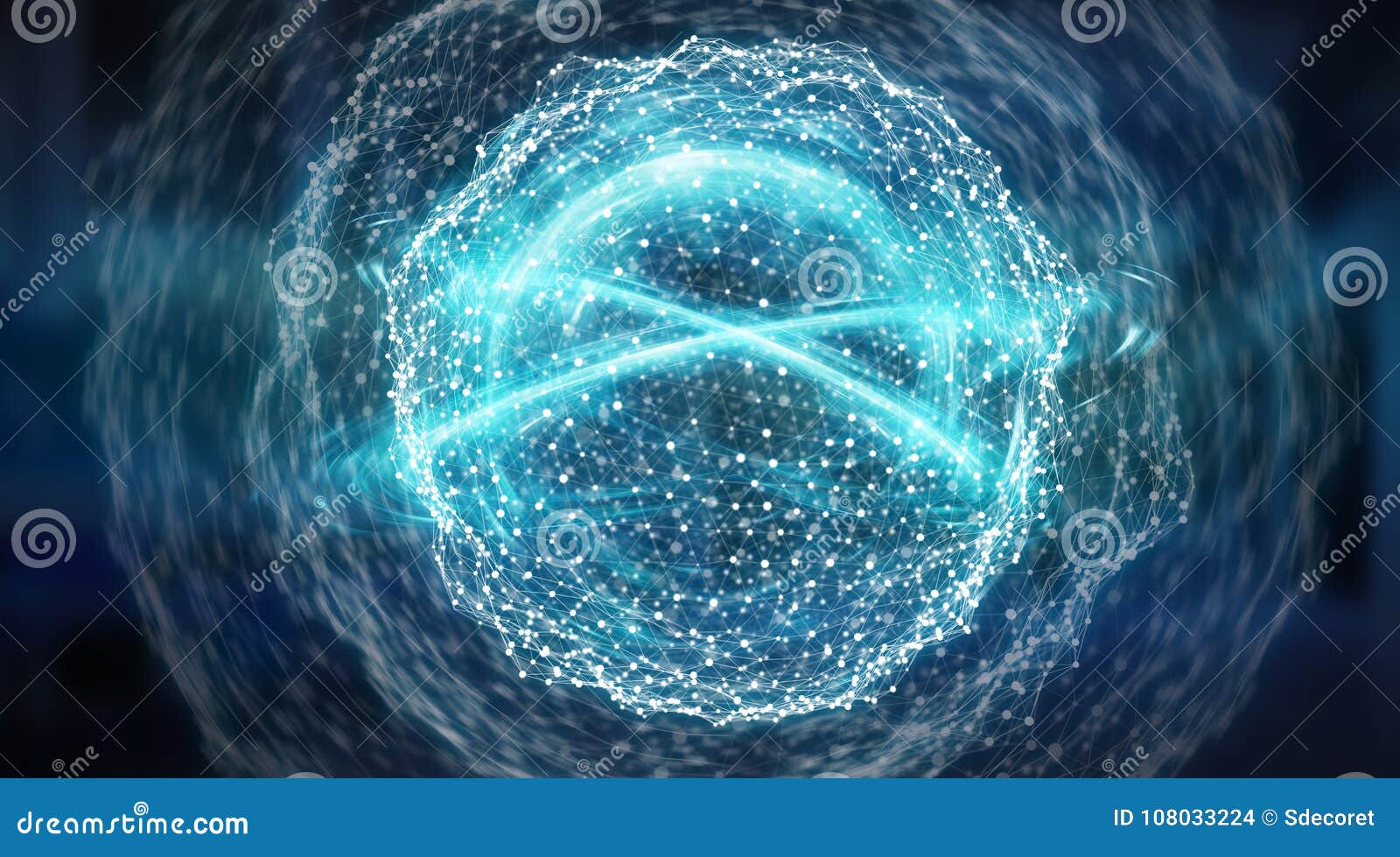 Digital Network Connection Sphere Interface 3D Rendering Stock ...