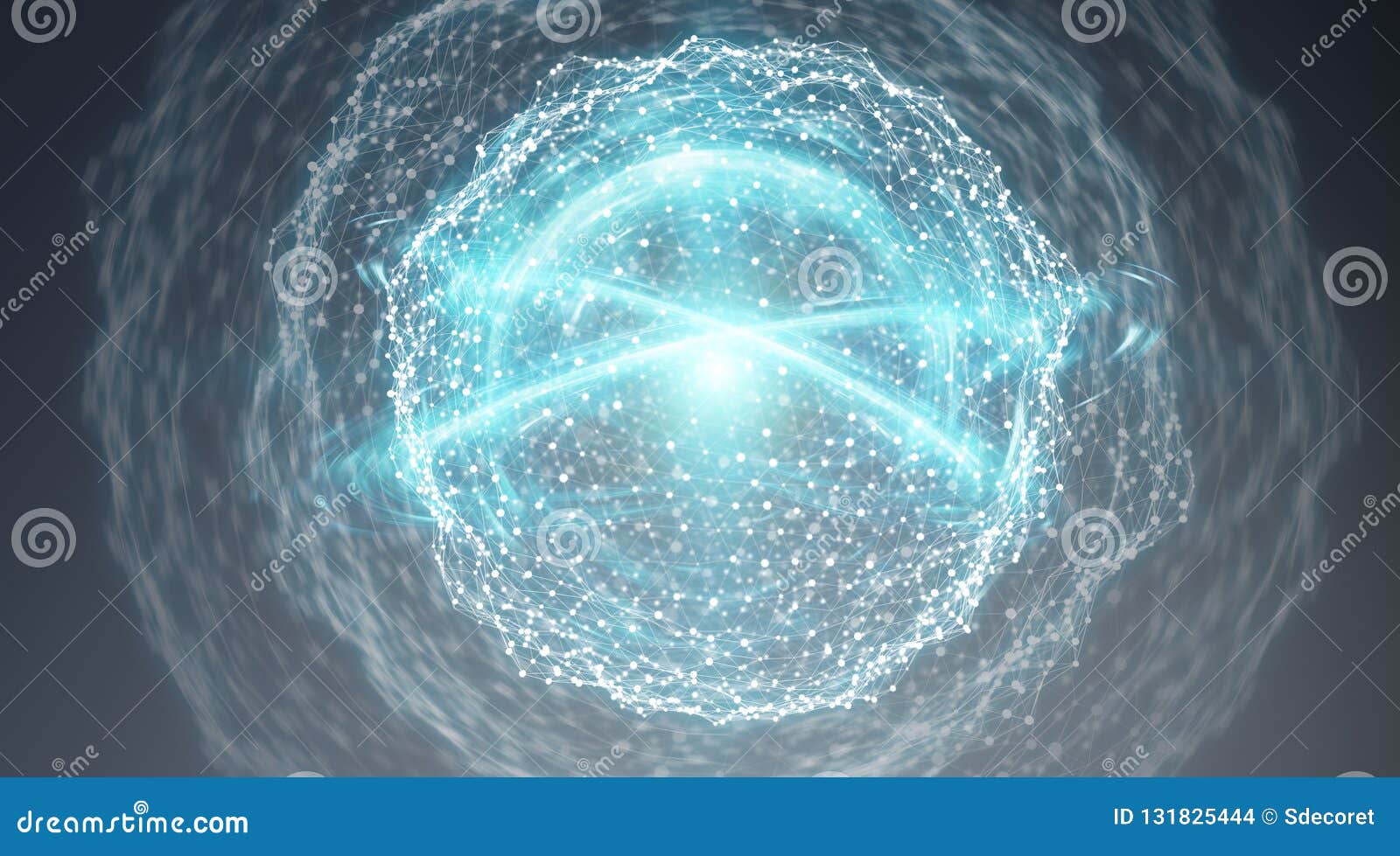Digital Network Connection Sphere Interface 3D Rendering Stock ...