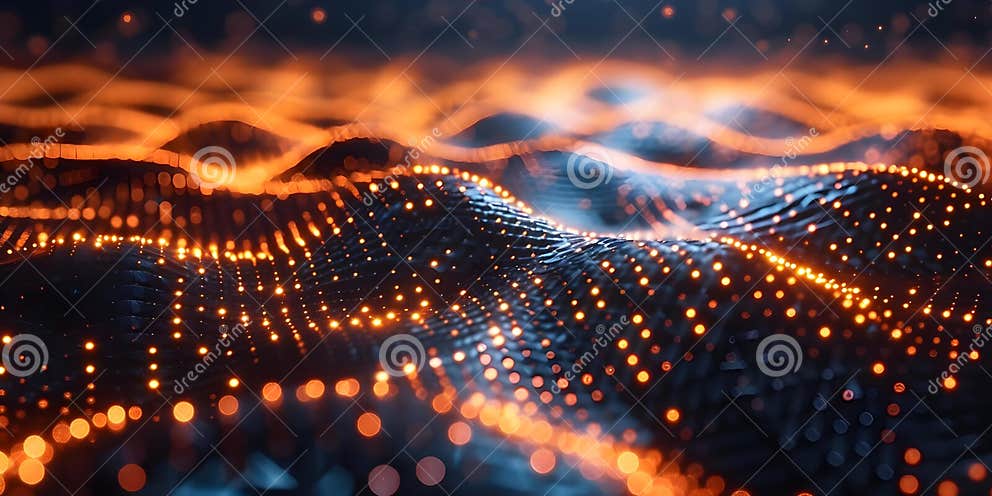 Digital Network Connection Structure: Abstract D Rendering of Binary Waves and Data Points ...