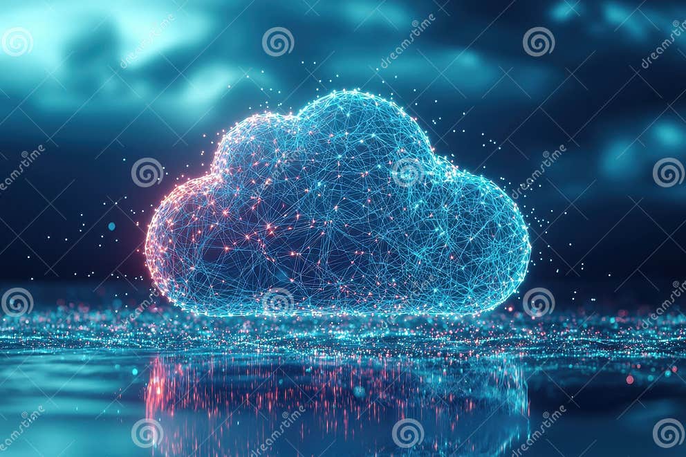 Digital Network Connections in Cloud-shaped Structure, Symbolizing ...