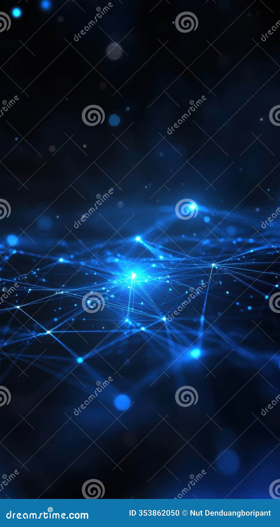 Digital Network Connections with Glowing Blue Lights Stock Illustration ...