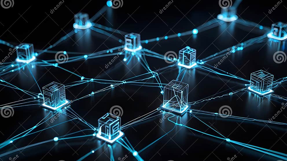 Digital Network Connections Linking Multiple Devices with Glowing Lines ...