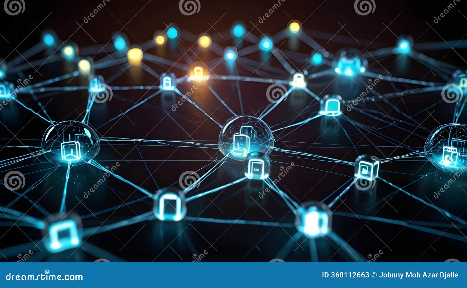 Digital Network Connections Linking Multiple Devices With Glowing Lines ...