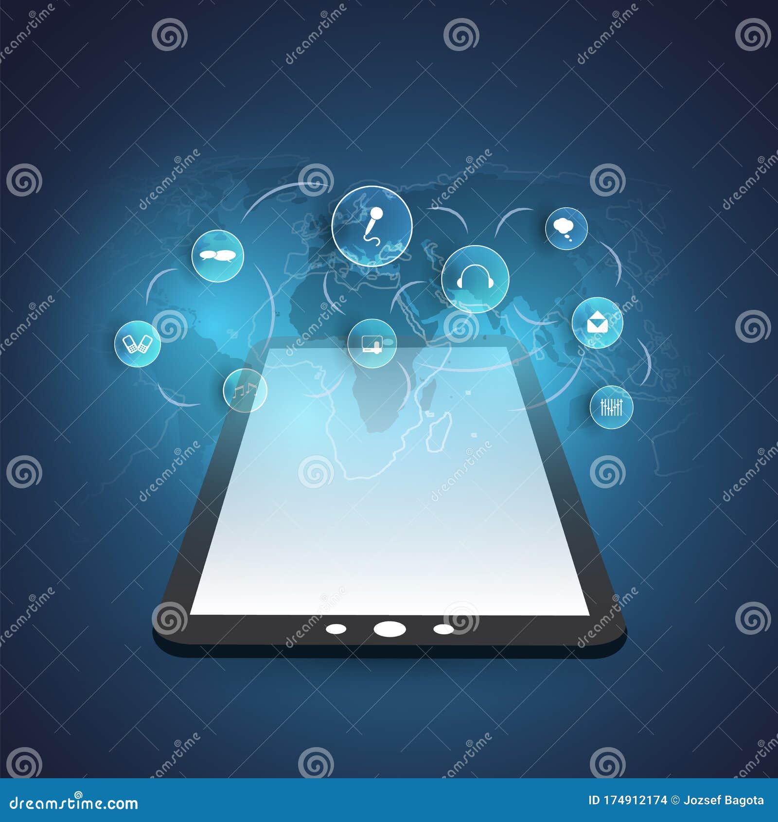 Digital Network Connections, Mobile Technology Background - Cloud ...