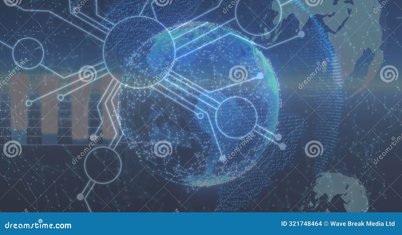 Digital Network Connections Surround Glowing Globe, Representing Global ...
