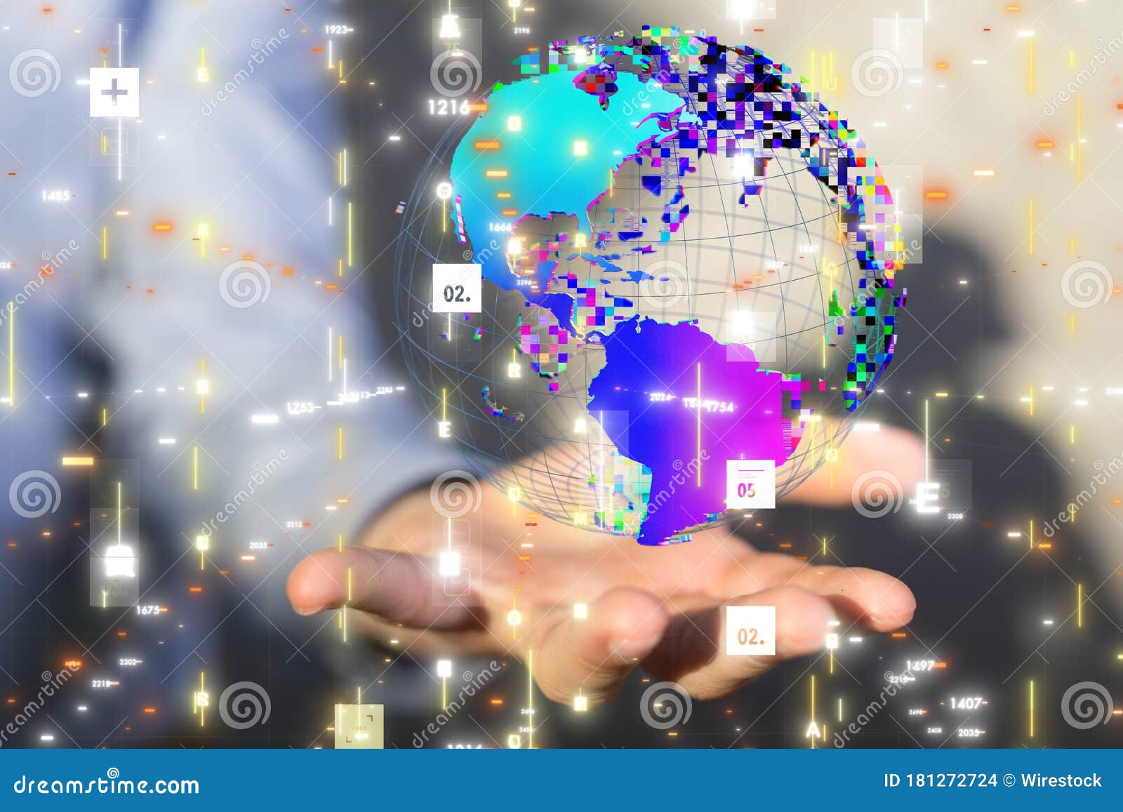A Digital Network and Data Concept World Stock Photo - Image of ...