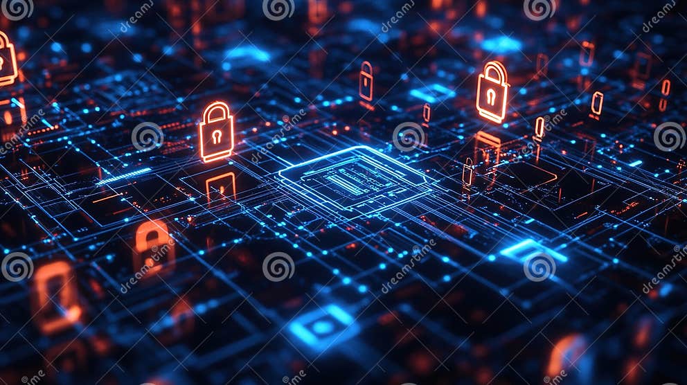 Digital Network Graphic Showcasing Interconnected Data with Glowing ...