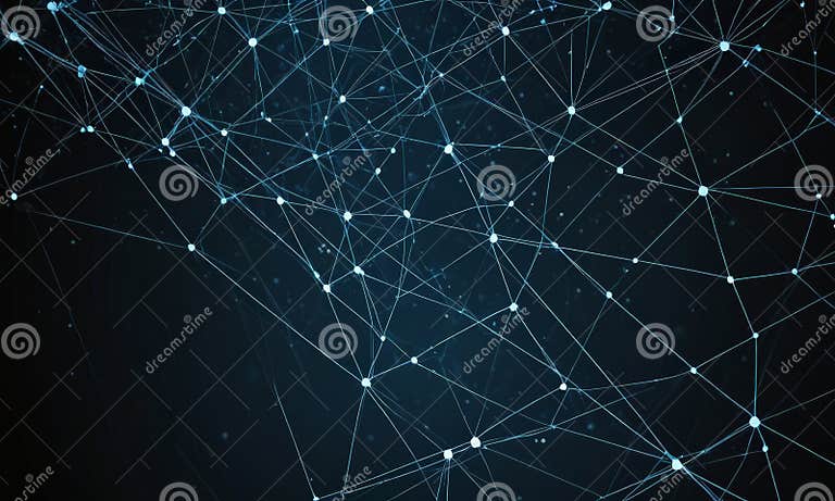 Digital Network Interconnected Lines and Dots, with Varying Line ...