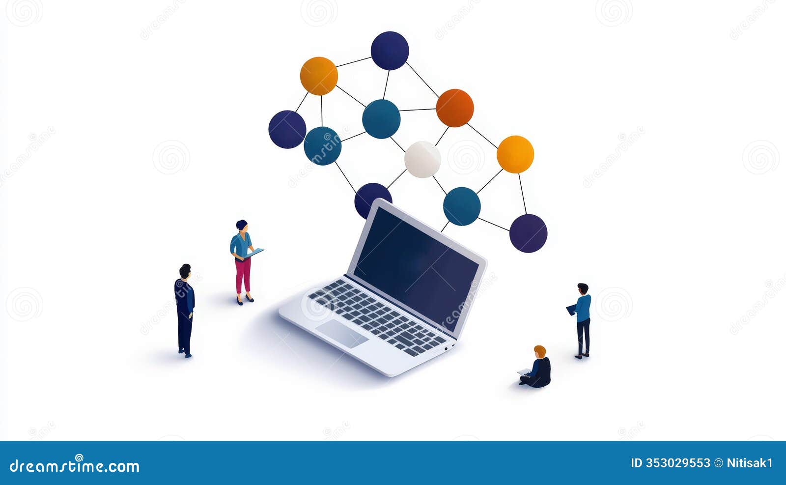 Digital Network and Laptop Illustration Stock Illustration ...