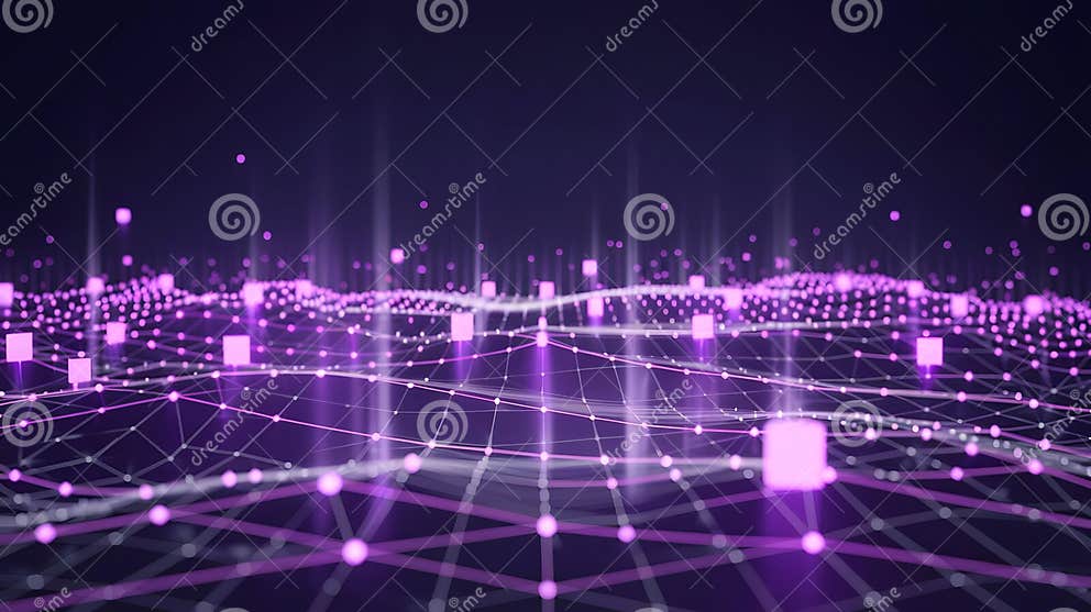 Digital Network Lines and Dots Connecting in Wave Pattern. Stock ...