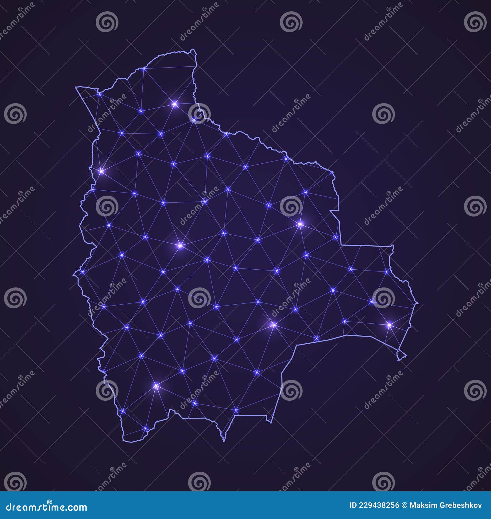 Digital Network Map of Bolivia. Abstract Connect Line and Dot Stock ...