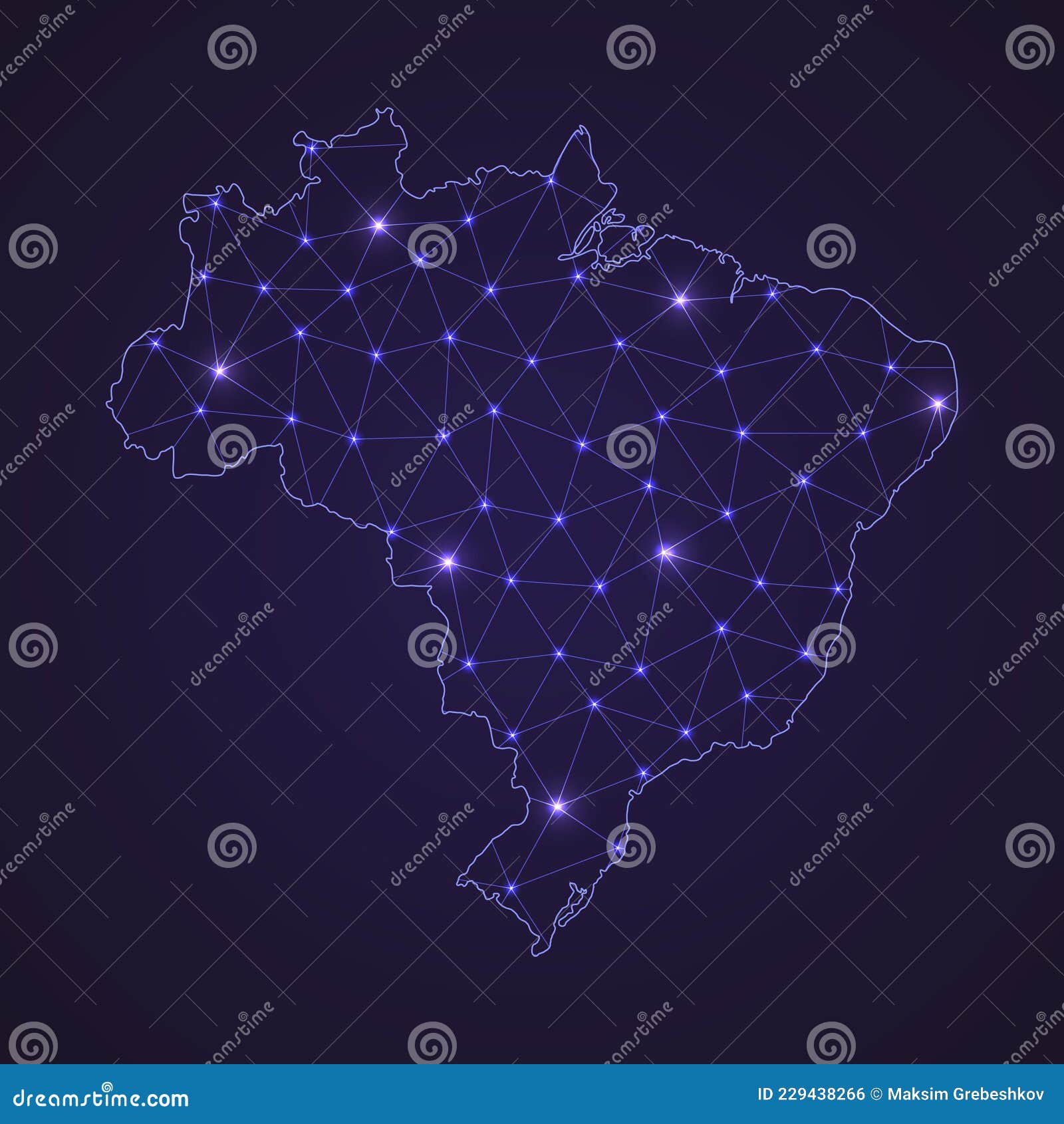 Digital Network Map of Brazil. Abstract Connect Line and Dot Stock ...