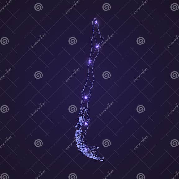 Digital Network Map of Chile. Abstract Connect Line and Dot Stock ...
