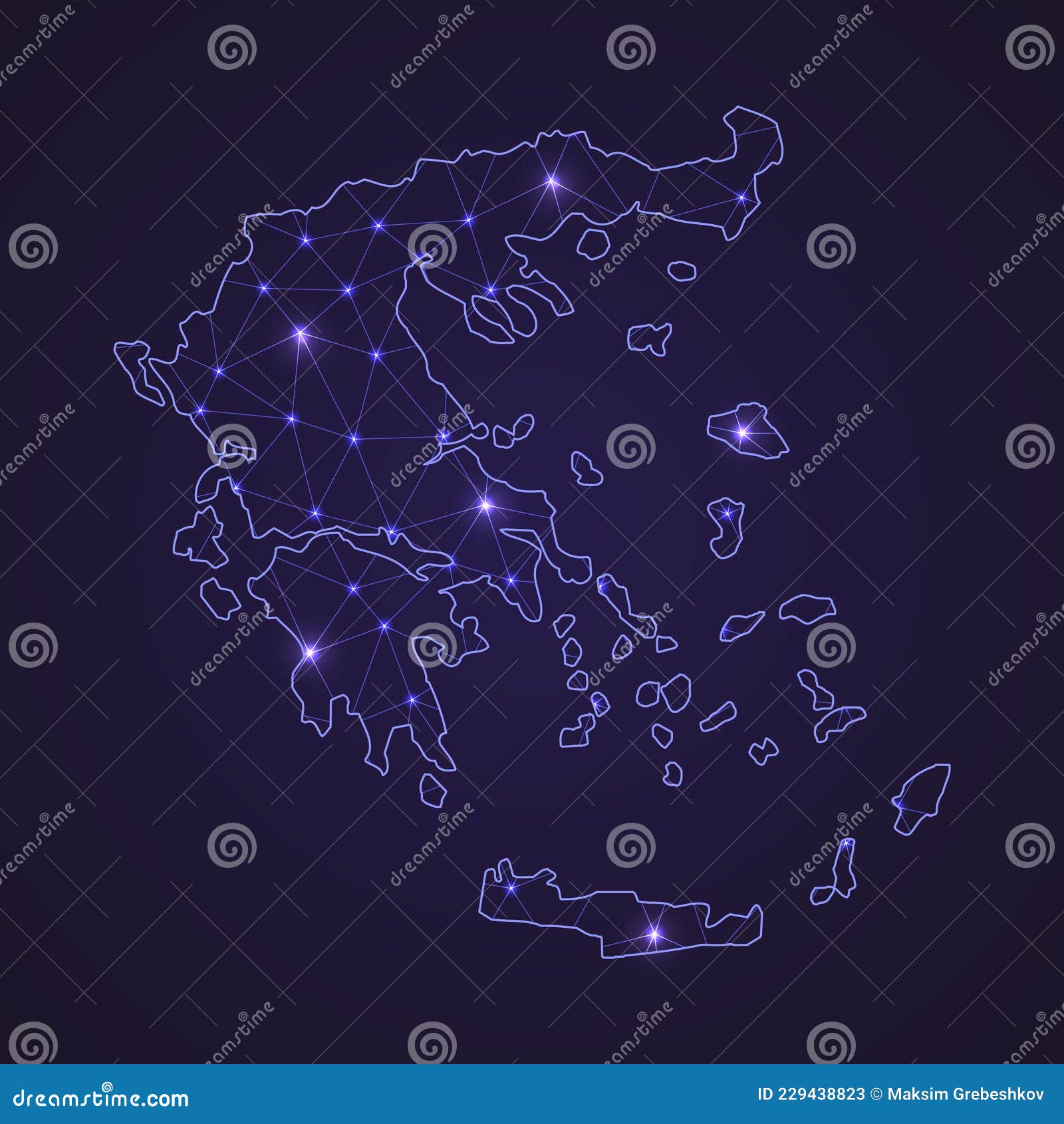 Digital Network Map of Greece. Abstract Connect Line and Dot Stock ...