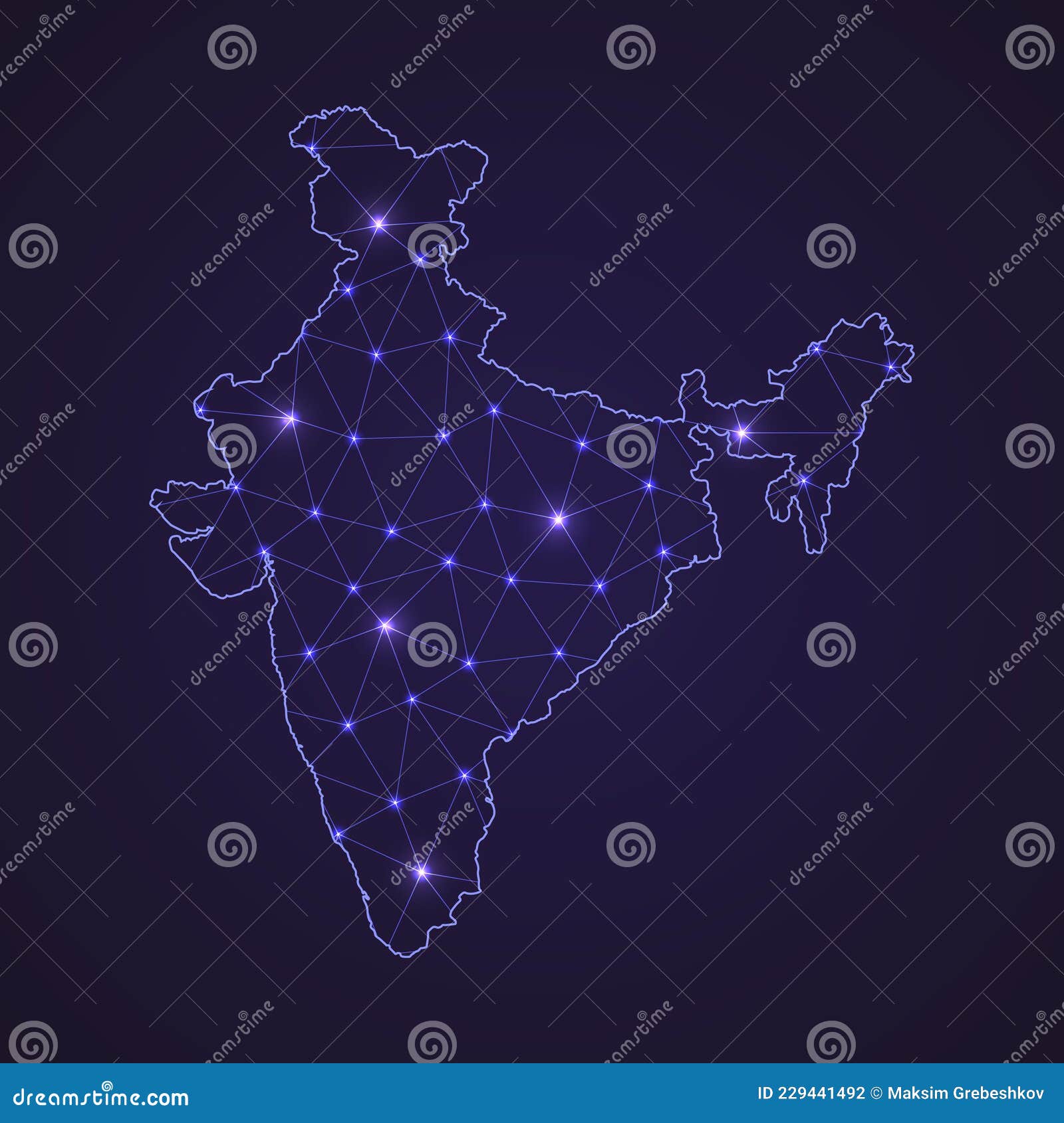 India Map From Abstract Futuristic Hexagonal Shapes, Lines, Points ...