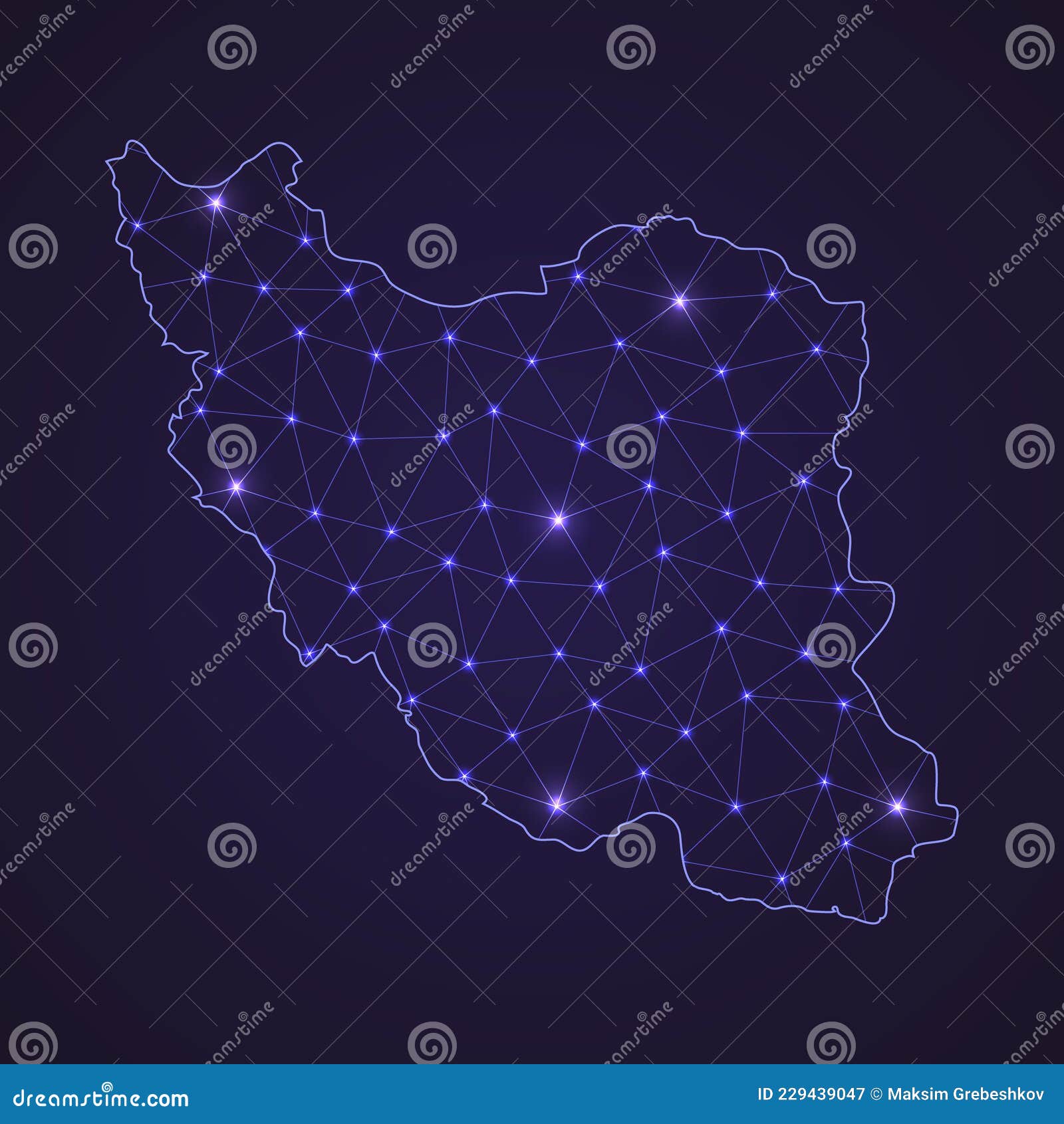 Digital Network Map of Iran. Abstract Connect Line and Dot Stock Vector ...