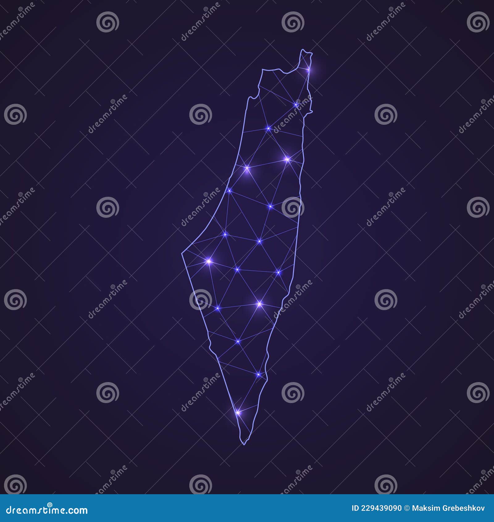 Digital Network Map of Israel. Abstract Connect Line and Dot Stock ...