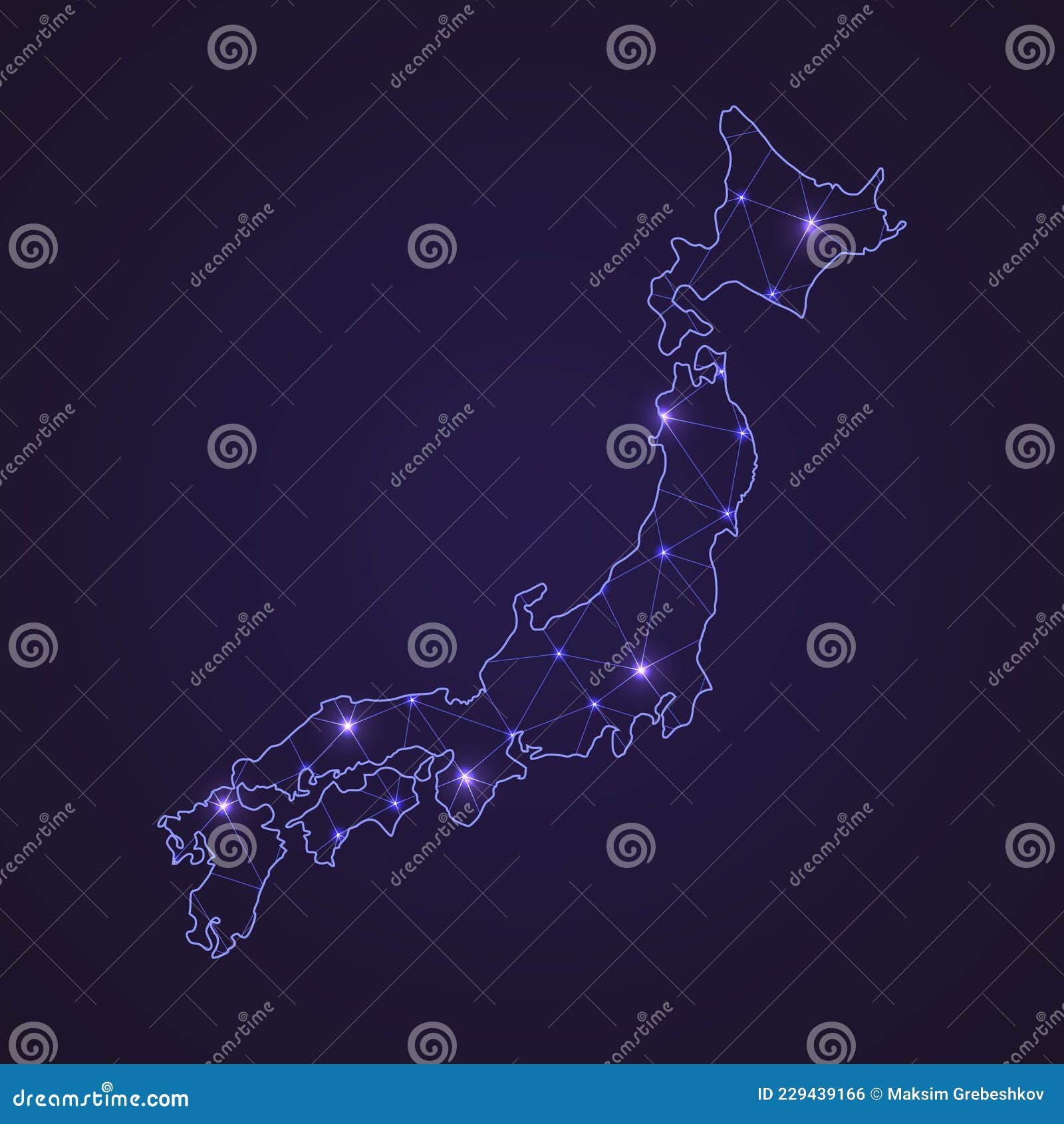 Digital Network Map of Japan. Abstract Connect Line and Dot Stock ...