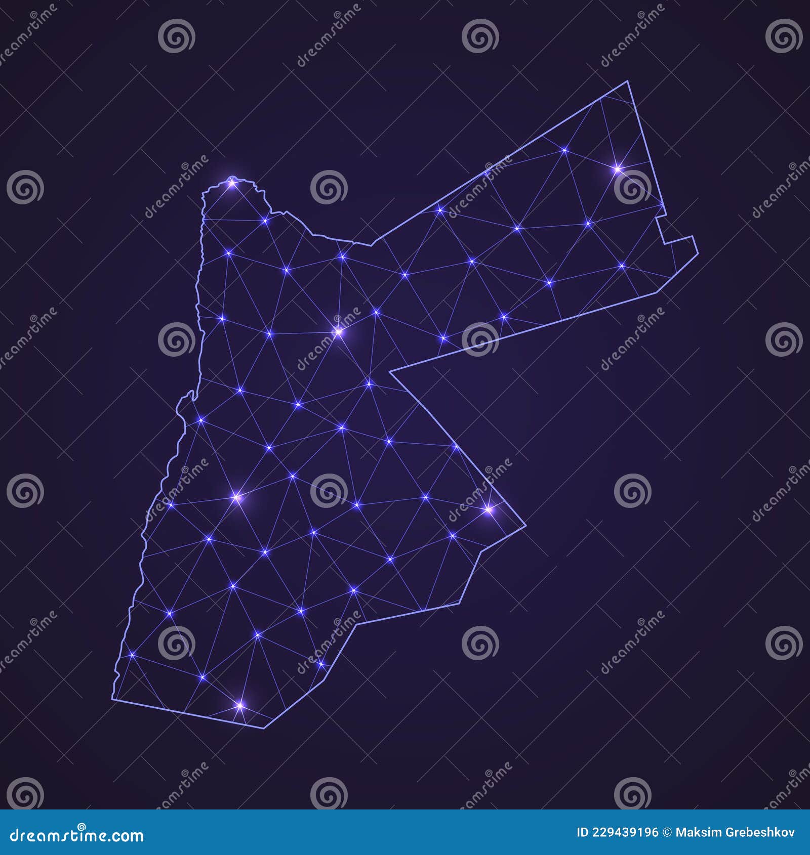 Digital Network Map of Jordan. Abstract Connect Line and Dot Stock ...