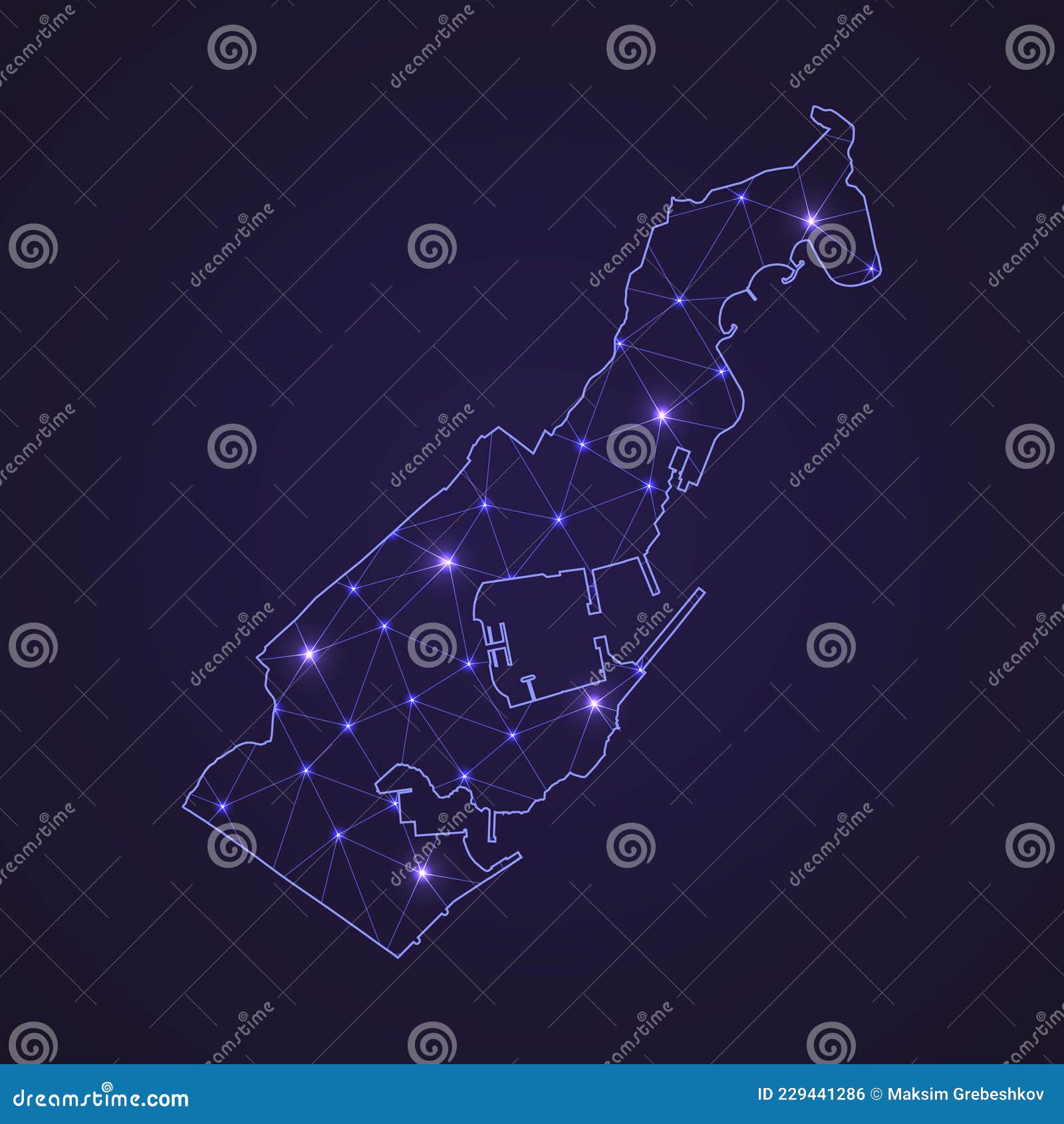 Digital Network Map of Monaco. Abstract Connect Line and Dot Stock ...