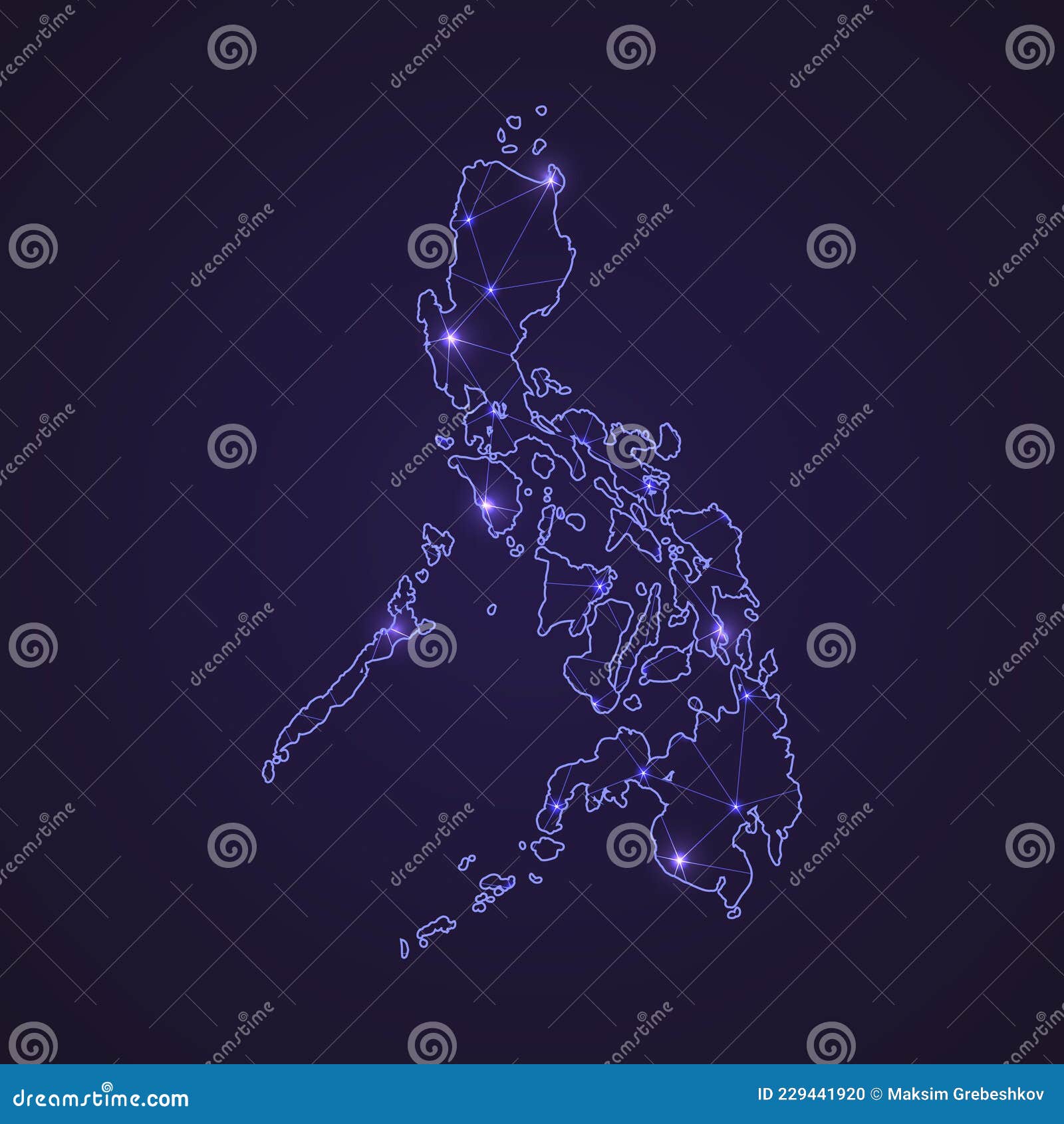 Digital Network Map of Philippines. Abstract Connect Line and Do Stock ...