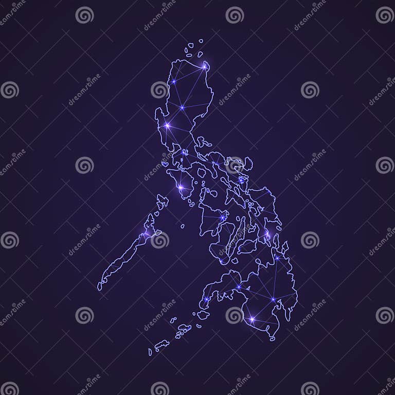 Digital Network Map of Philippines. Abstract Connect Line and Do Stock ...