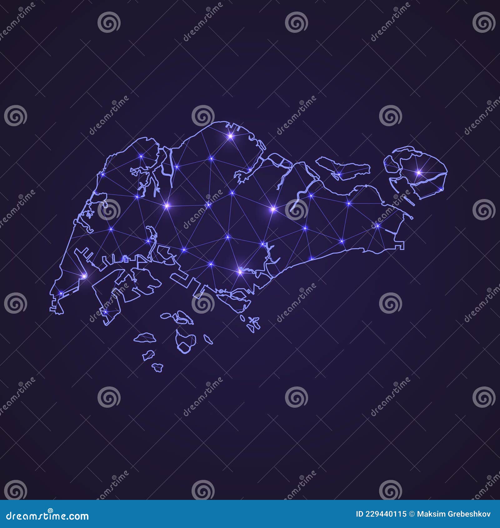 Digital Network Map of Singapore. Abstract Connect Line and Dot Stock ...
