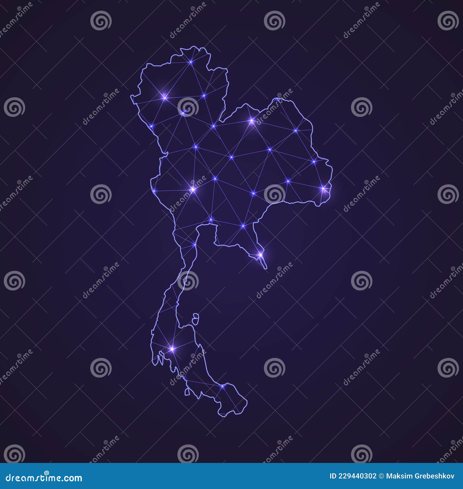 Digital Network Map of Thailand. Abstract Connect Line and Dot Stock ...