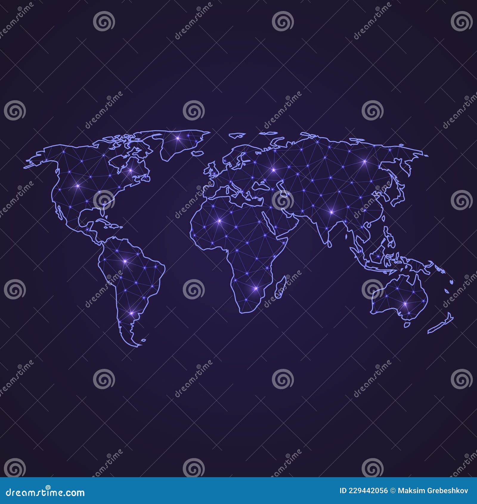 Digital Network Map of World. Abstract Connect Line and Dot Stock ...