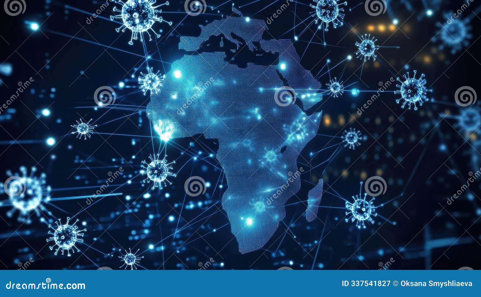 Digital Network Model of Virus Spread in Africa Concept Stock Image ...