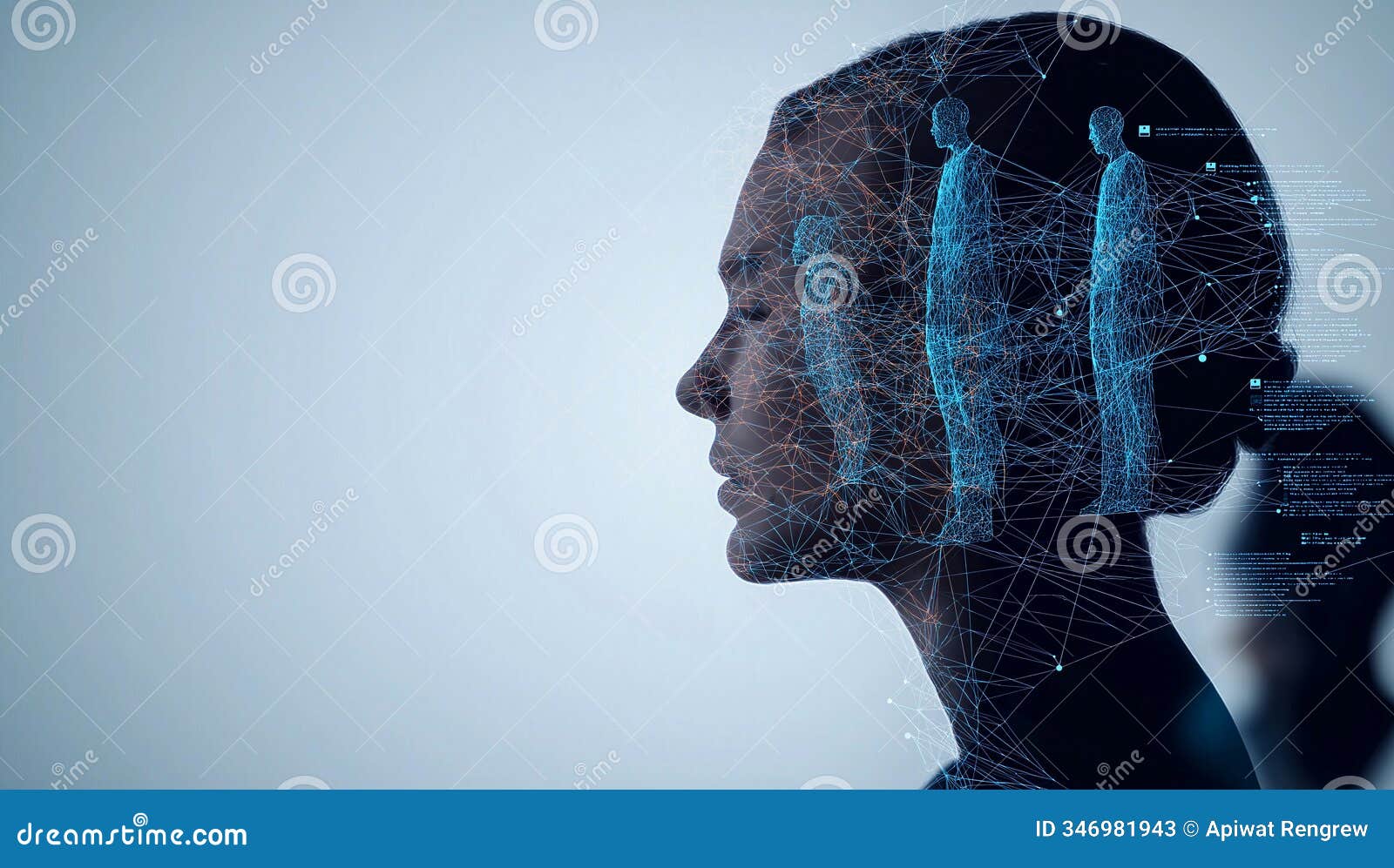Digital Network Overlay on Woman Silhouette Symbolizes Technology and ...