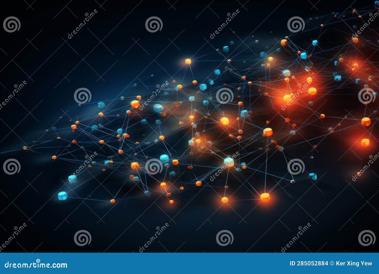 Digital Network Theme with Abstract Elements Stock Illustration ...