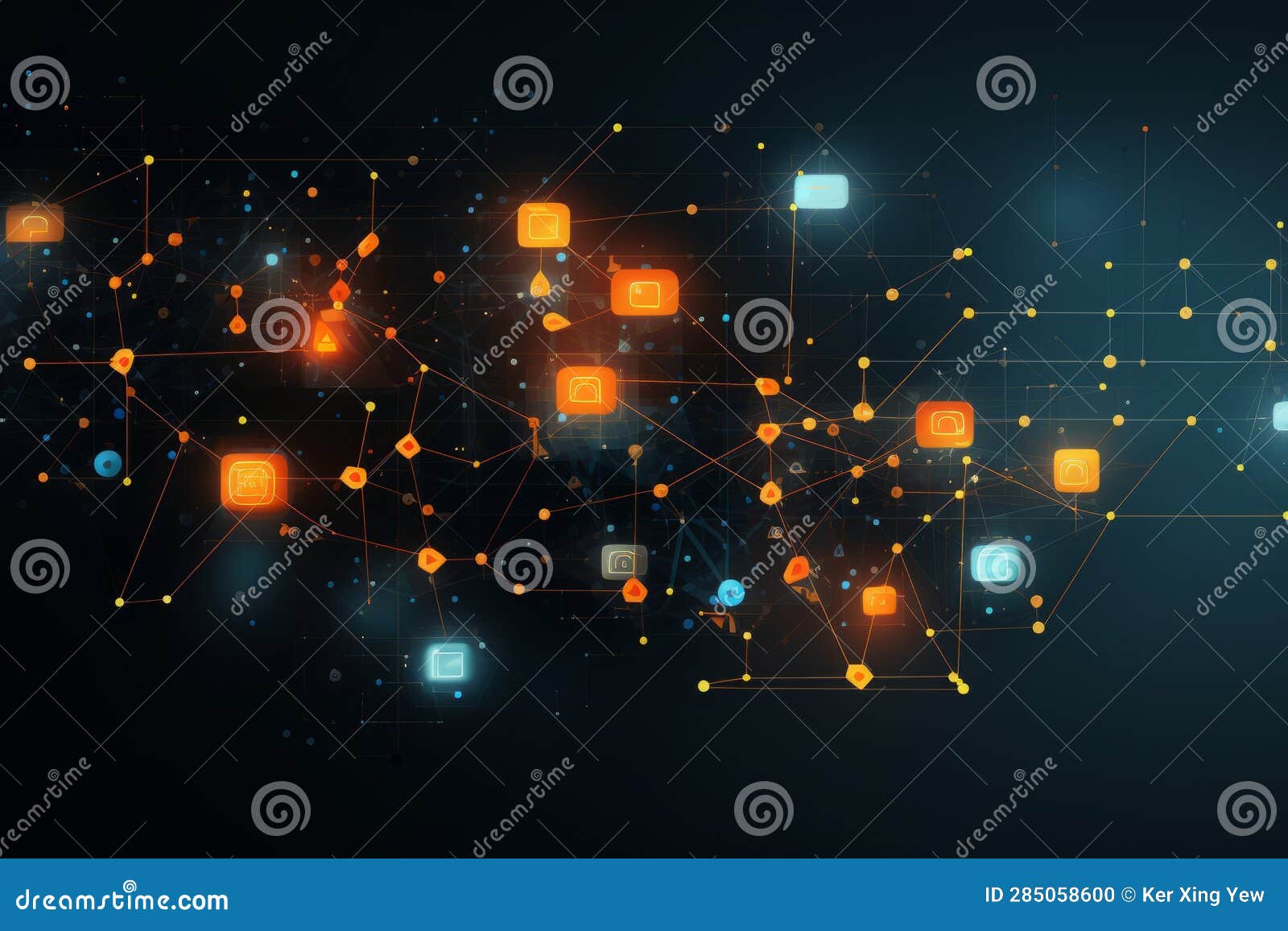 Digital Network Theme with Abstract Elements Stock Illustration ...