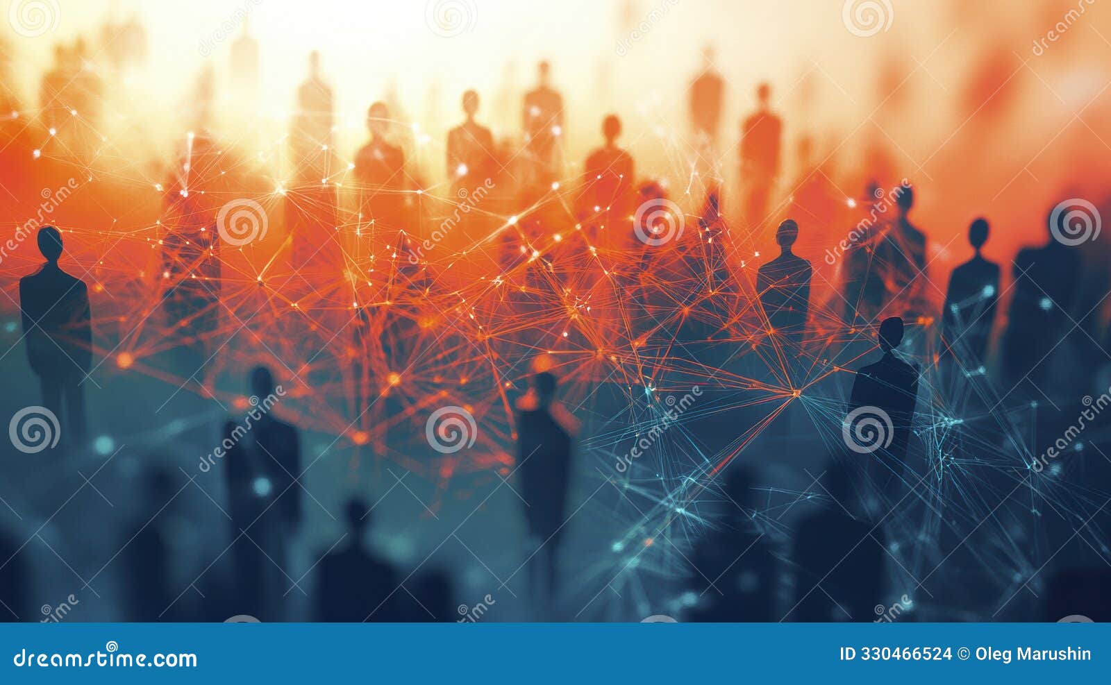 A Digital Network of Tiny People, Symbolizes Global Communication and ...