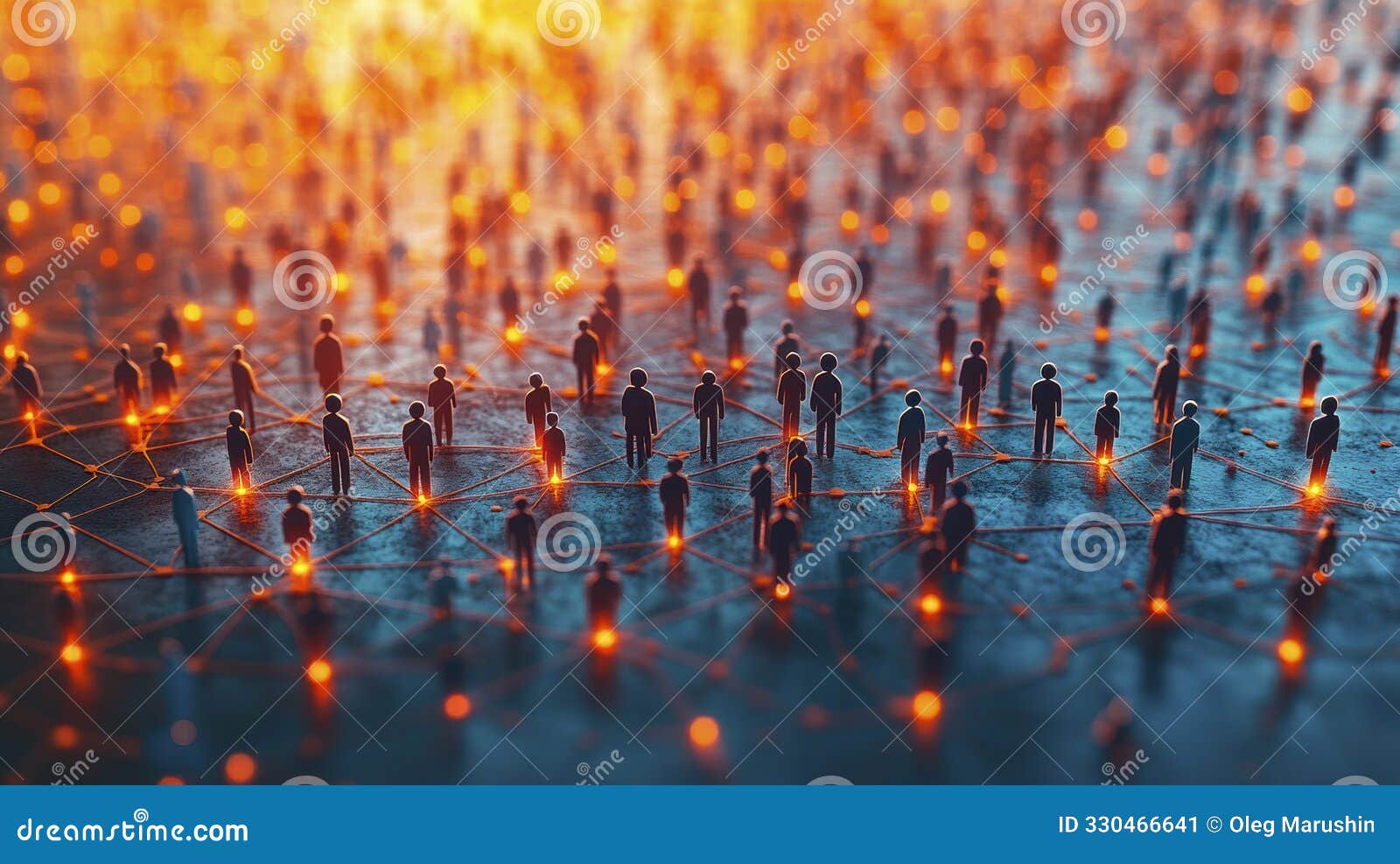 A Digital Network of Tiny People, Symbolizes Global Communication and ...